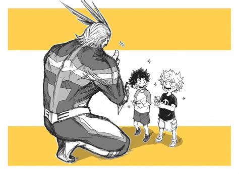 Midoriya Izuku Bakugou Katsuki And All Might Boku No Hero Academia