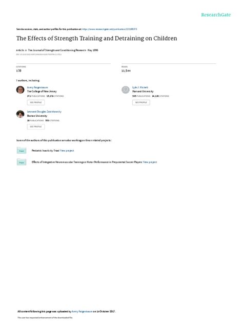 The Effects Of Strength Training And Detraining On Pdf