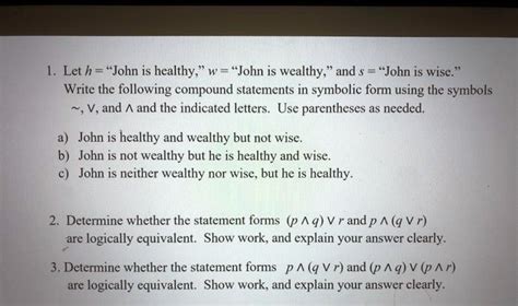 Let H John Is Healthy John Is Wealthy And John Is Wise Write The