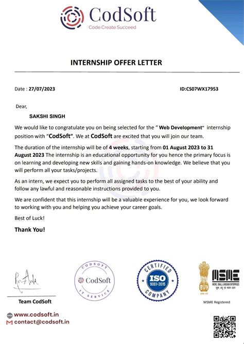 Sakshi Singh On Linkedin Codsoftinternship Codsoft Internship