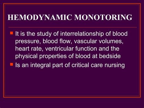 Lec 6 Hemodynamic Monitoring Ppt First Aid Injuries