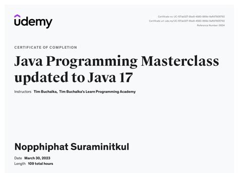 Udemy Course Completion Certificate Nopphiphat S