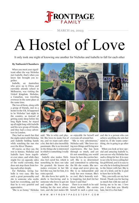 A Hostel Of Love Nicholas And Isabelle My Frontpage Story