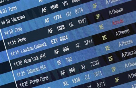 Полетна информация на летище Шарл дьо Гол в Париж вижда се анулираният полет за Лондон