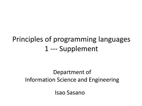 Principles Of Programming Languages Supplement Ppt Download