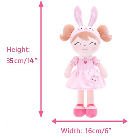 Personalized Plush Bunny Doll Light Brown Hair With A Pink Dress