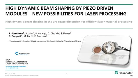PDF HIGH DYNAMIC BEAM SHAPING BY PIEZO DRIVEN MODULES NEW POSSIBILITIES FOR LASER PROCESSING