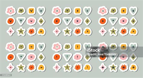 Cute Hand Drawn Sticker Set Of Check And Cross Mark Set With Checkboxes In The Shape Of Flower