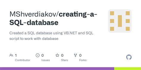 Github Mshverdiakovcreating A Sql Database Created A Sql Database Using Vbnet And Sql
