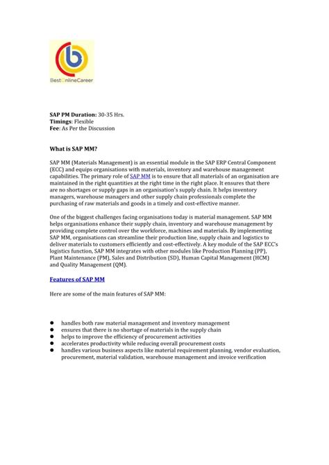 PPT SAP MM Module Training Learn SAP MM Online PowerPoint Presentation ID 11481341