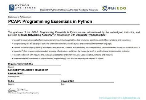 Digumarthi Srilikhitha On Linkedin Cisco Python Programming