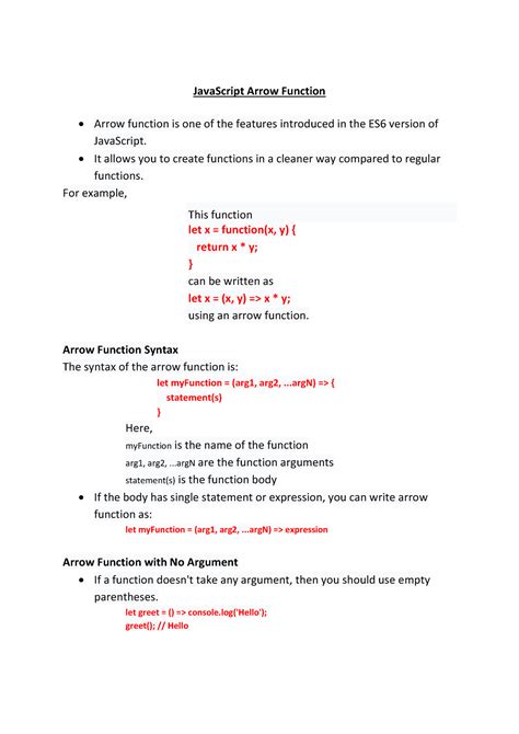 Unit 1 P5 Java Script Arrow Function Javascript Arrow Function Arrow Function Is One Of