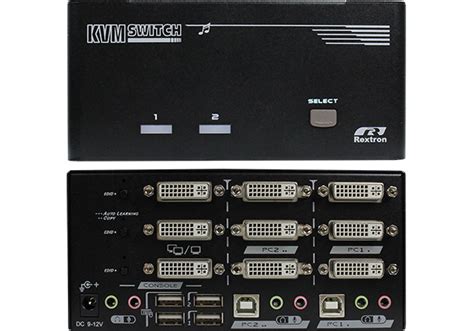 Ports Quad Monitor DVI KVM Switch With USB Two Way Audio DAKG