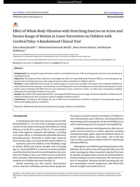 Pdf Effect Of Whole Body Vibration With Stretching Exercise On Active And Passive Range Of