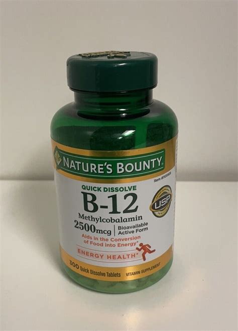 Natures Bounty Vitamin B 12 2500 Mcg 300 Quick Dissolve Tablets Homceus