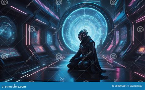 pixel prelude the cyberpunk hacker s ballet generative ai stock image