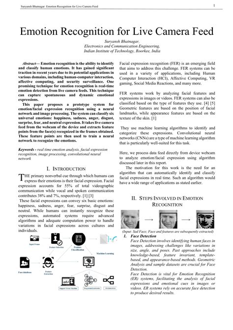 PDF Emotion Recognition For Live Camera Feed