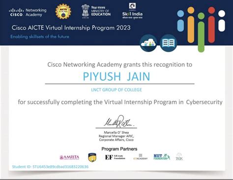 Piyush Jain On Linkedin Cybersecurity Virtualinternship Ciscoacademy Skillindia