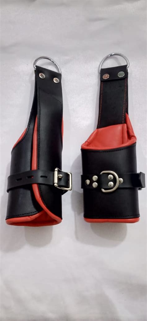 Heavy Duty Padded Leather Bdsm Suspension Wrist Cuffs Genuine Bondag