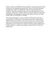 IP Static Routing And Troubleshooting3 Docx Static Routes Are Different From Dynamic Routes