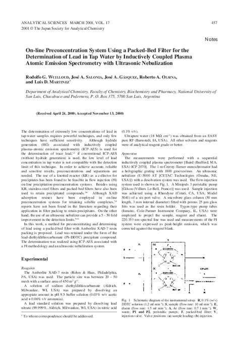 Pdf On Line Preconcentration System Using A Packed Bed Filter For The