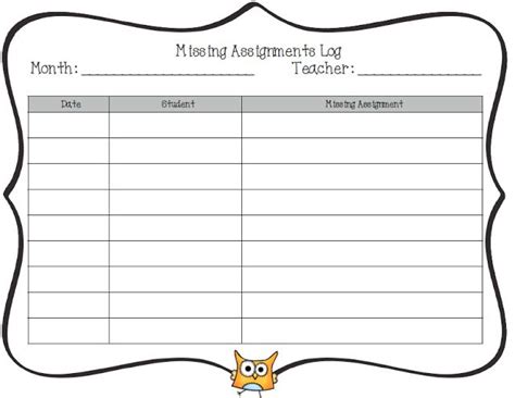 Teacher Binder Printables Behaviour And Missing Assignment Logs