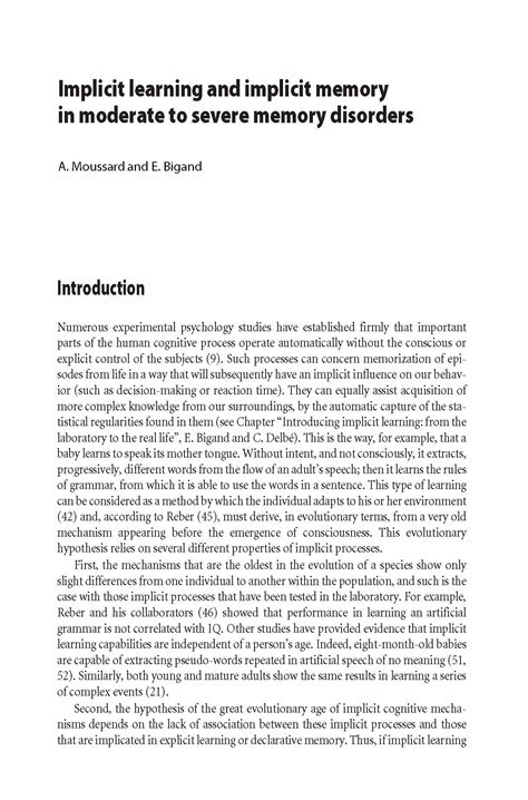 Implicit Learning And Implicit Memory In Moderate To Severe Memory Disorders Lead