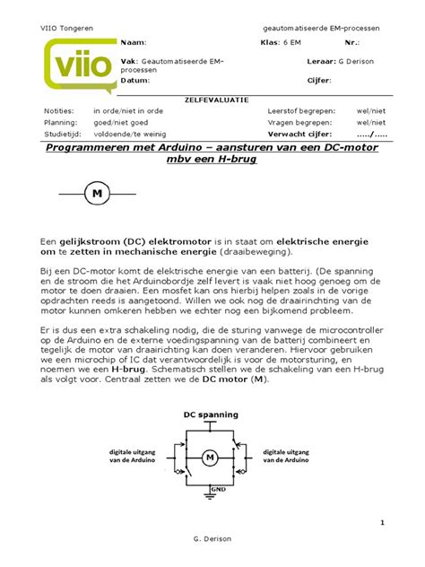 Klastaak Programmeren Met Arduino Aansturen Dc Motor Dmv H Brug Pdf