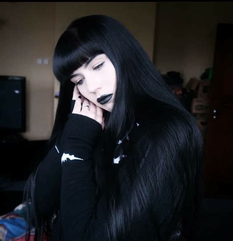 Pin By Rocknroll Gypsy On Hair Goth Hair Jet Black Hair Black Hair Full Fringe