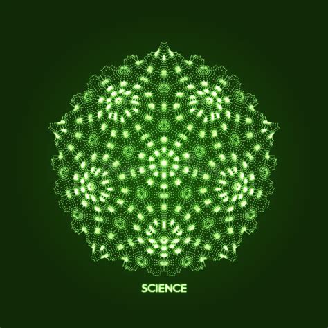 Crystal Object With Dots Molecular Grid 3d Technology Style With Particle Vector