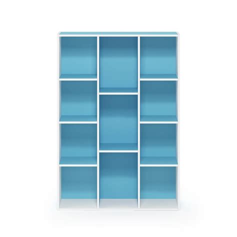 Furinno White Light Blue 11 Cube Reversible Open Shelf Bookcase 11107whlbl The Home Depot