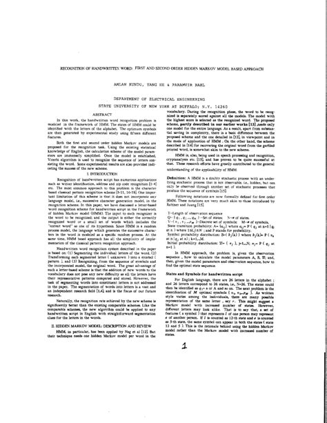 Pdf Recognition Of Handwritten Word First And Second Order