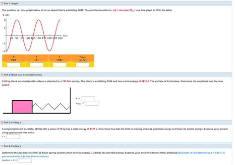Solved Part 1 Graphthe Position Vs ﻿time Graph Below Is