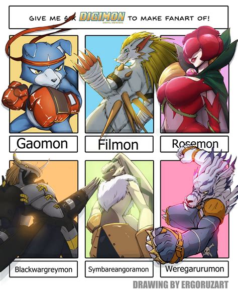 Ergoruzarts Blackwargreymon Filmon Gaomon Rosemon Symbareangoramon
