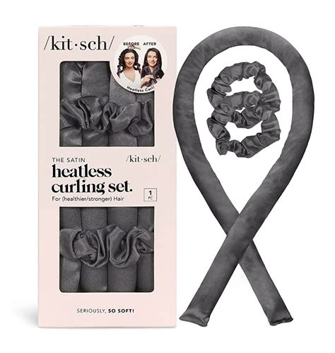 Kitsch Satin Heatless 컬링 세트 무열 컬용 헤어 롤러 무열 헤어 컬러 및 핫 롤러 티몬
