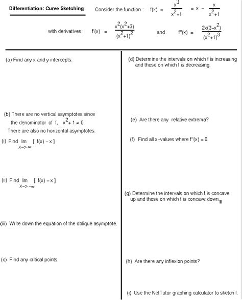 Differentiation And Applications Math100 Revision Exercises Resources Mathematics And