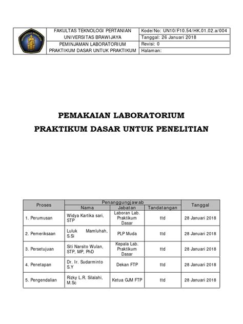 Sop Lab Dasar Pemakaian Lab Dasar Untuk Penelitian Pdf