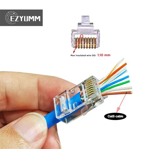 Ezyumm Conectores Rj45 100 Piezas Cat6 Rj45 De Paso A Través De Conectores Extremos Ethernet