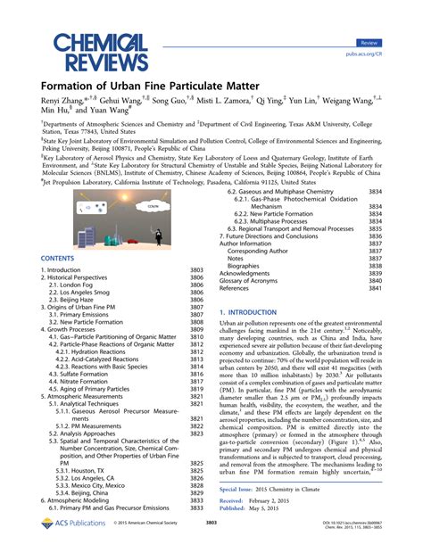 Pdf Formation Of Urban Fine Particulate Matter