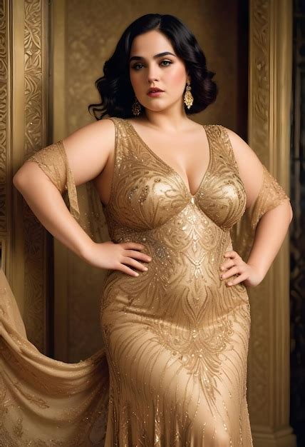 Premium Photo Portrait Of Beautiful Plus Size Woman In A Luxurious Dress