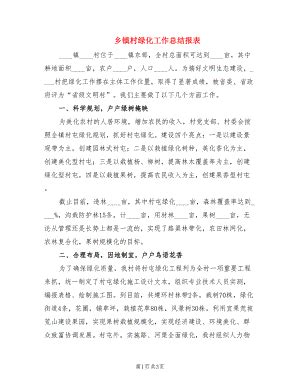 乡镇村绿化工作总结报表 doc