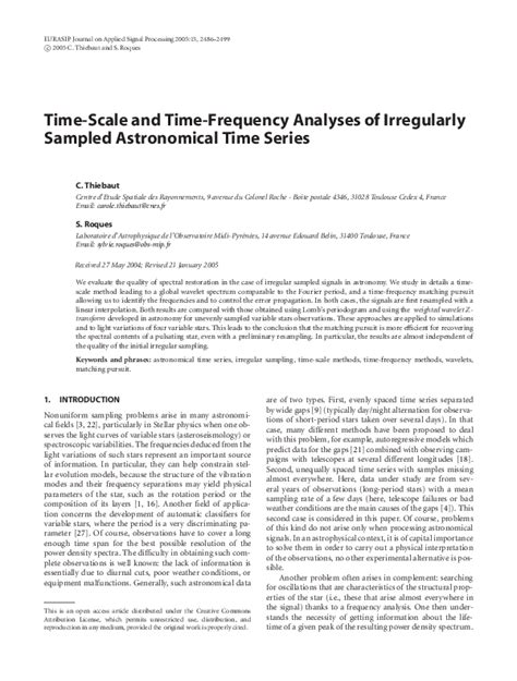 Pdf Time Scale And Time Frequency Analyses Of Irregularly Sampled Astronomical Time Series