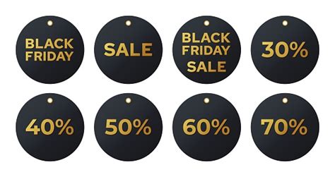 블랙 프라이데이 판매 레이블 할인 태그는 어두운 배경 컬렉션에 황금 글자를 태그합니다 벡터 세트 현실적인 스티커 템플릿 큰 거래 30에 대한 스톡 벡터 아트 및 기타 이미지