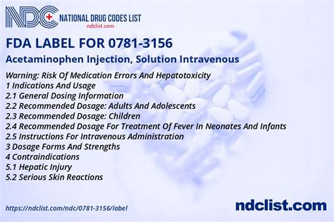 Fda Label For Acetaminophen Injection Solution Intravenous Indications Usage And Precautions