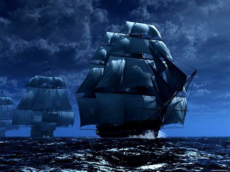 Скачать фотообои для рабочего стола Ночь парусные корабли фото обои для рабочего стола скачать