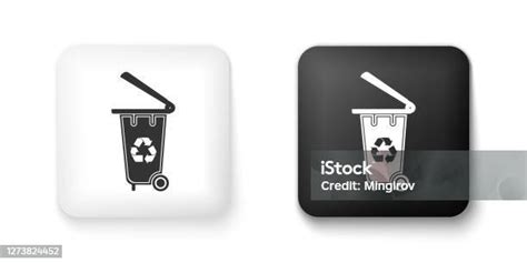 흰색 배경에 격리 된 재활용 기호 아이콘이있는 흑백 휴지통 휴지통은 아이콘을 만들 수 있습니다 쓰레기통 표지판 바구니 아이콘을