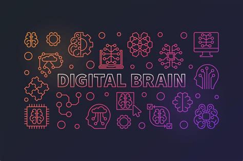 Premium Vector Digital Brain Vector Creative Horizontal Banner In Thin Line Style