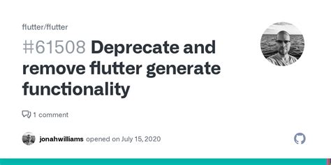 Deprecate And Remove Flutter Generate Functionality · Issue 61508