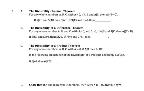 solved 6 a the divisibility of a sum theorem for any whole