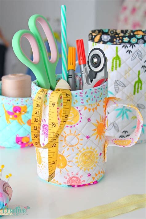 Quilted Mugs Tutorial Fabric Containers Tutorial Quilted Cups